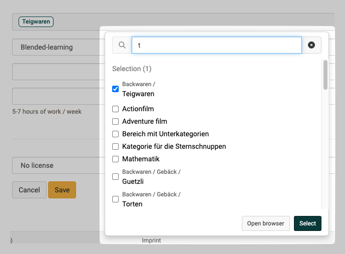 Object Selection List - OpenOlat Documentation